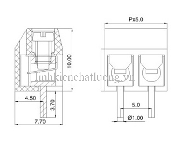 ::.Cầu đấu 2P KF301-2P 5.08mm.::