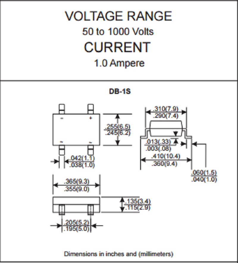::.DB107S Diode cầu 1A 1000V SOP-4 chính hãng SEP.::