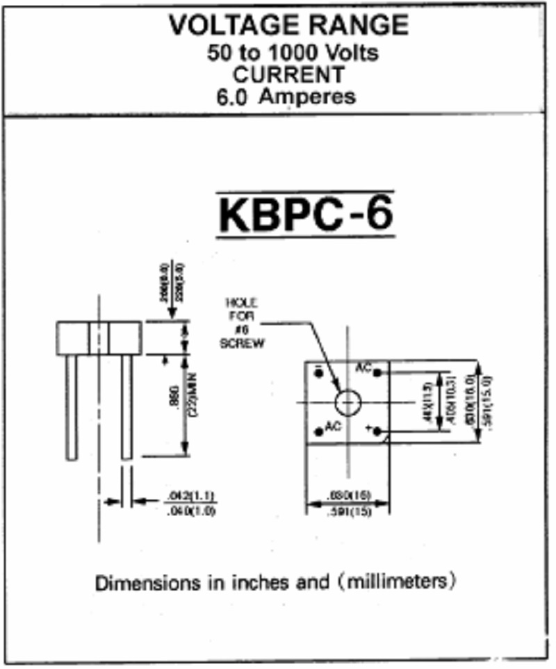 ::.KBPC610 Diode cầu 6A 1000V DIP-4 chính hãng SEP.::