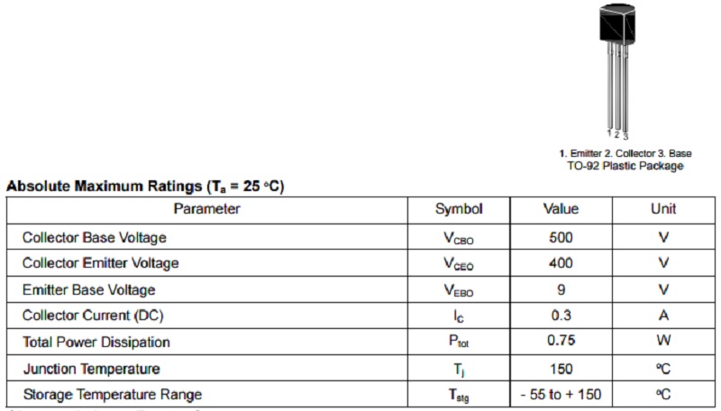 ::.13001 NPN Transistor 0.2A 400V TO-92 chính hãng JCET chân đồng đóng ...