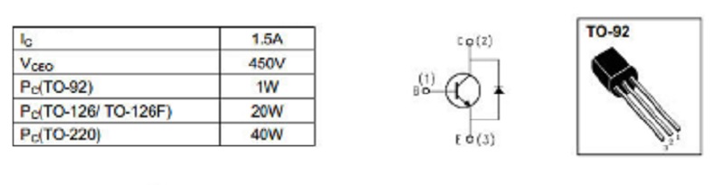 ::.13003 MJE13003 NPN Transistor 1.5A 450V TO-92 chân đồng đóng dây.::