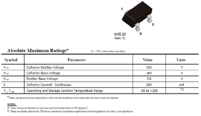 ::.2N5401 MMBT5401 2L PNP Transistor 0.6A 150V SOT-23 loại thường (dây ...